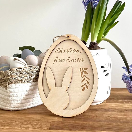Paasdecoratie gepersonaliseerd gemaakt van hout | Paascadeau ...