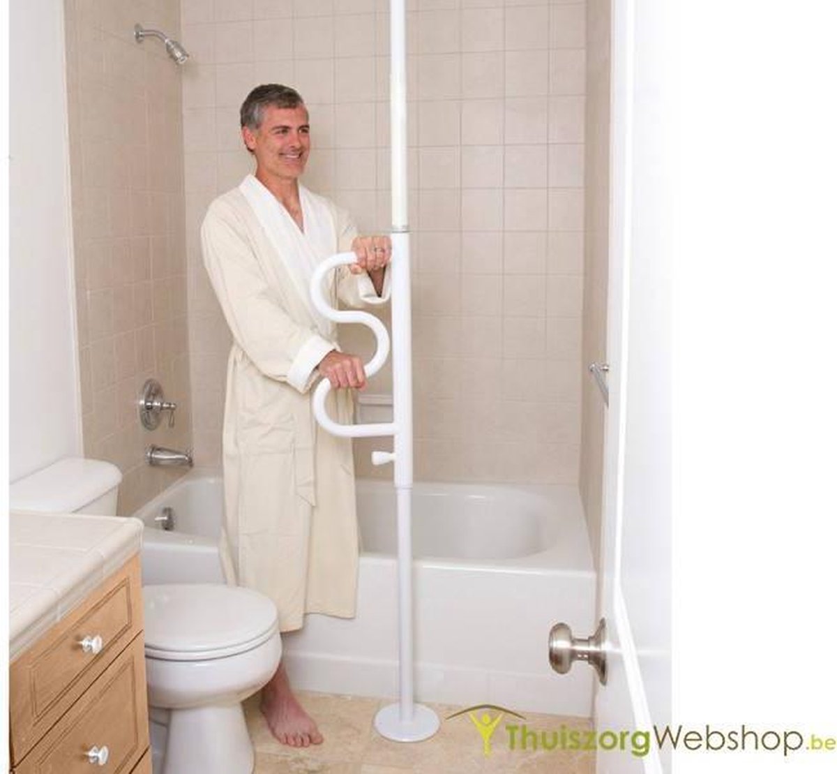 Transferpaal Stander™ met dubbel gebogen pivoterende handgreep: wit ...