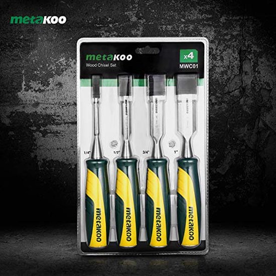 METAKOO Houtbeitelset - Steekbeitelset - 4-delig - 6/12/18/25mm - MWC01 ...