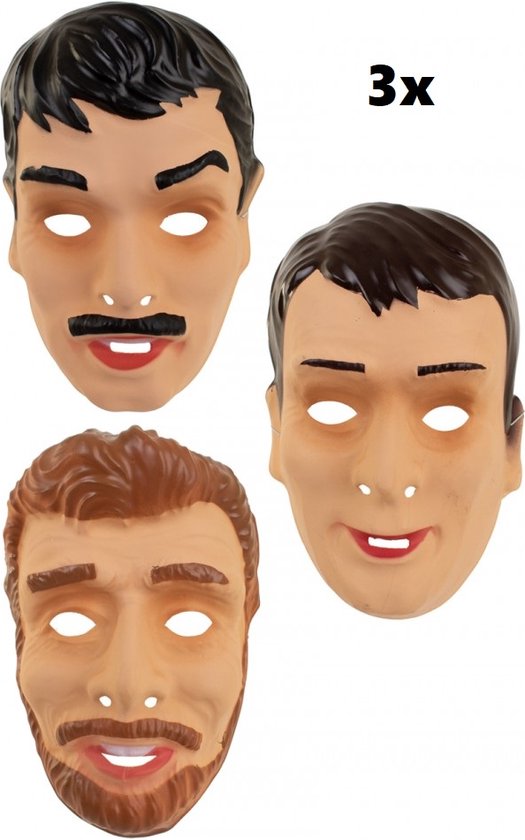 3x Masker mannen assortie - Maskers party thema feest festival ...