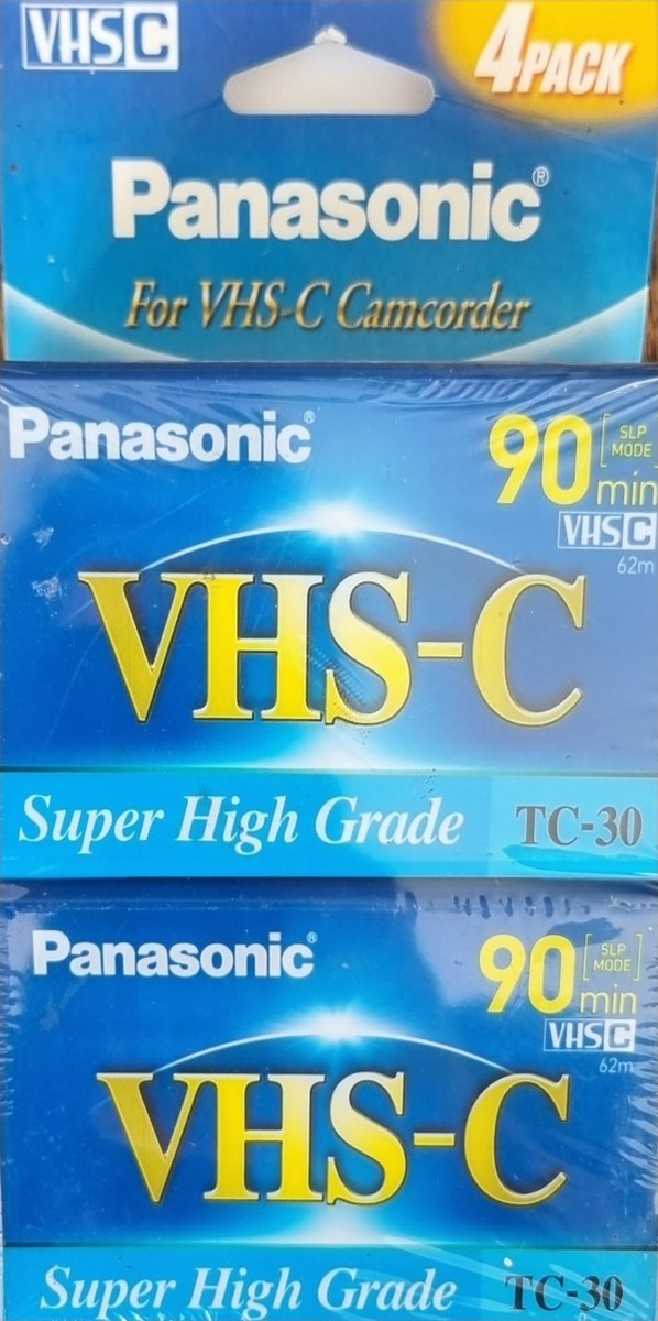4-pack Panasonic VHS-C Super High Grade 90 minuten cassettes | bol.com