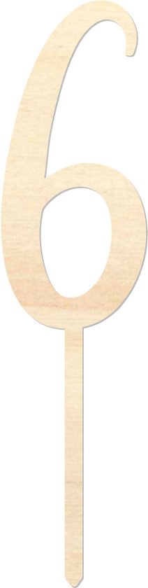 Houten caketopper / taarttopper - Getal 6 - Taart / Cake topper op ...
