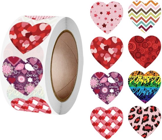 Fako Bijoux® - 500 Stickers Op Rol - 2.5cm - Hart / Hartjes Mix - Beloningsstickers -... | bol