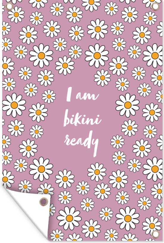 Muurdecoratie Roze - Bloemen - I am bikini ready - 120x180 cm ...