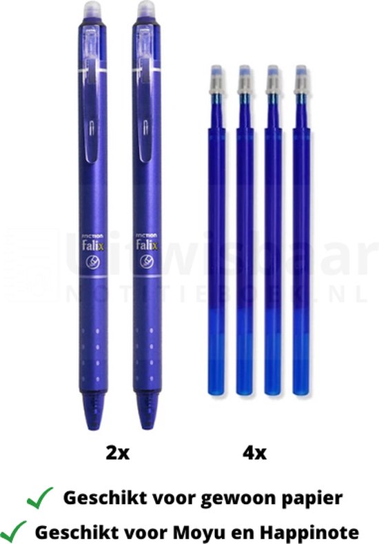 Uitwisbare pen blauw | 0.5 | Met navullingen | 6-delig | bol.com