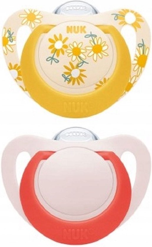 NUK | Star | siliconen fopspenen | set van 2 | geel-roze 18-36 maanden | bol.com