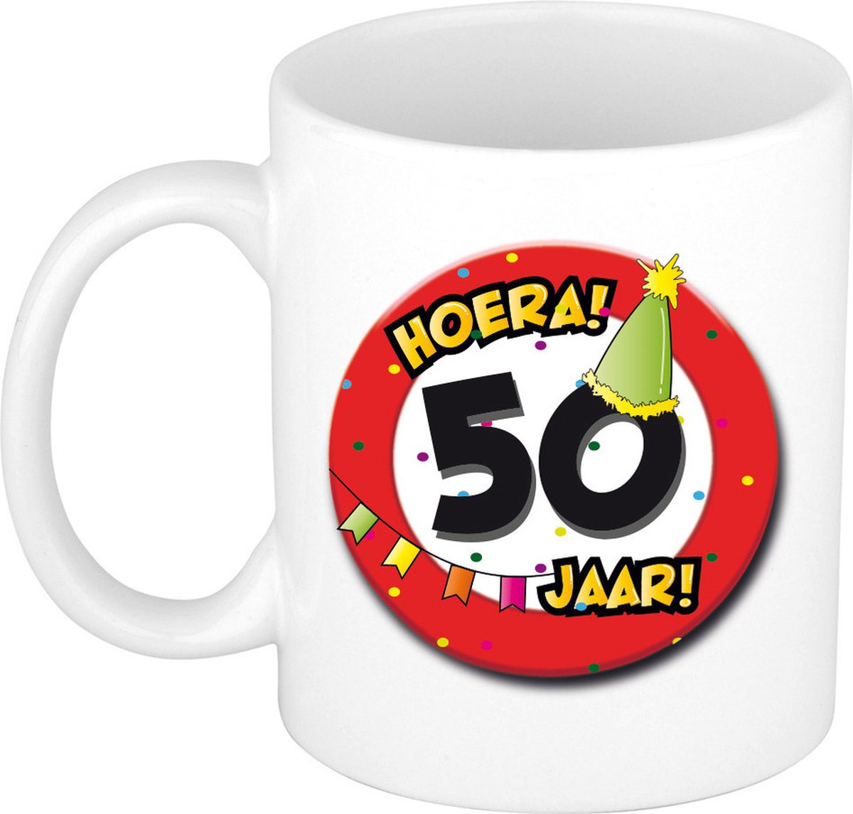 Bellatio Decorations Hoera 50 jaar mok verkeersbord - keramiek 300 ml ...