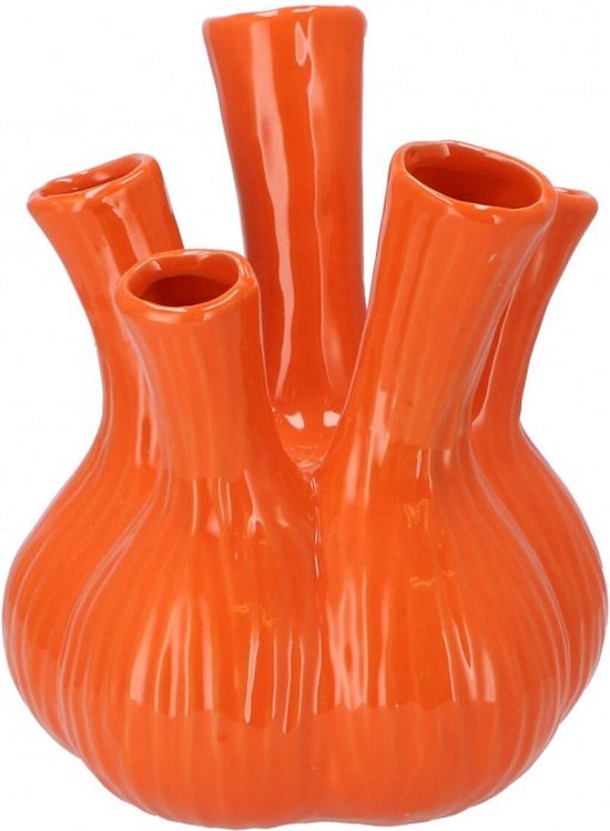 Cactula handgemaakte oranje tulpen - bloemen vaas met 5 halzen 20 x 25 ...
