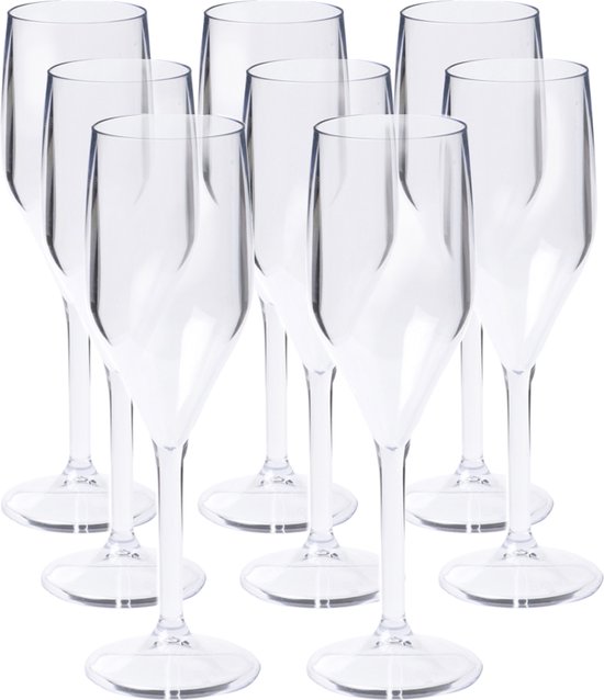 DEPA Champagneglas - 24x - transparant - onbreekbaar kunststof - 150 ml - feest glazen | bol.com