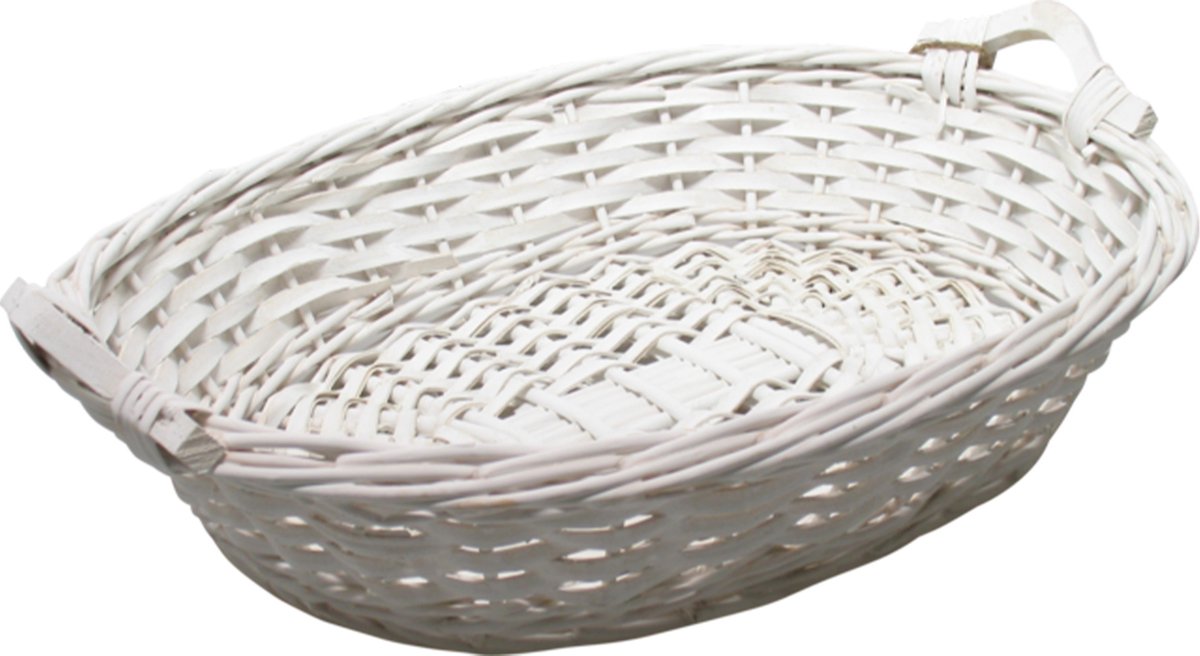 Broodmandje ovaal - 3x - wit - 43 x 33 x 9 cm - mandje rotan/riet ...