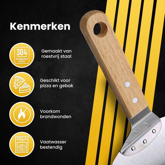 PROKING Pizzaschep en Pizzasnijder – Pizzaspatel – Pizzames – Wiegemes ...