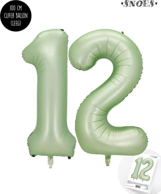 Cijfer Helium Folie Ballon XXL - 12 jaar cijfer - Olive - Groen ...