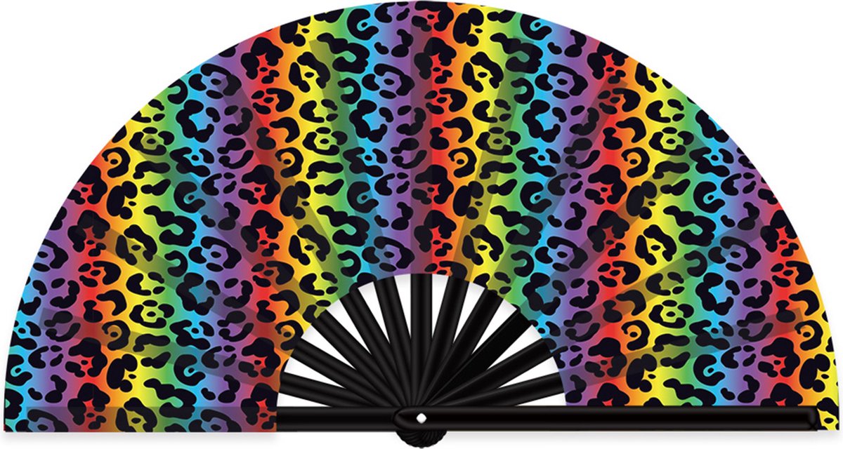 XXL festival waaier - Handwaaier - Spaanse waaier - Panterprint - Met ...