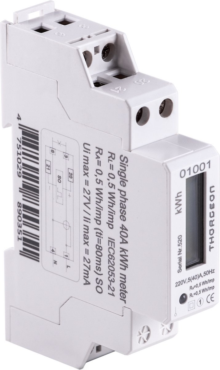 Thorgeon 1-Phase DIN Energy Meter 40A | bol