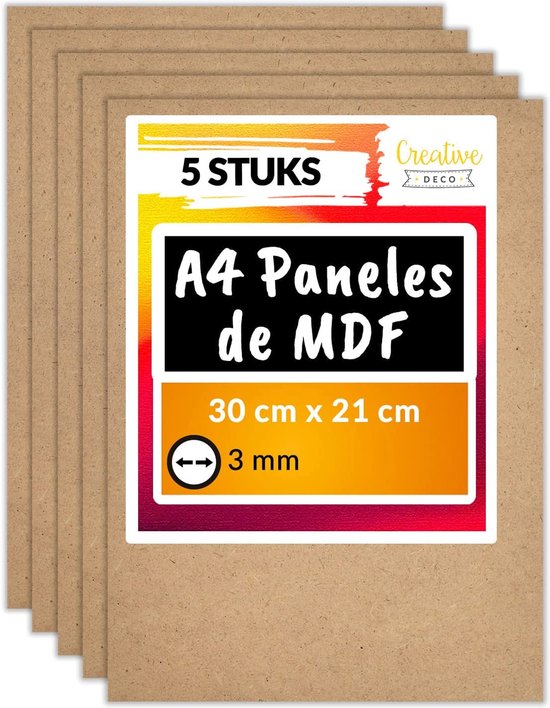 Creative Deco 5 x A4 MDF - Plaat | 300 x 210 x 3 mm | Perfect voor ...