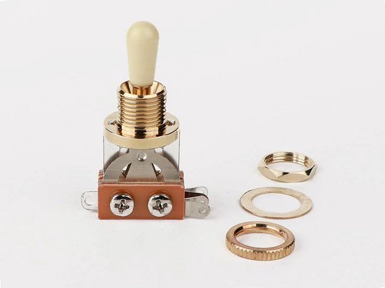 toggle switch 3-way, open, gold lacquer, ivory cap | bol