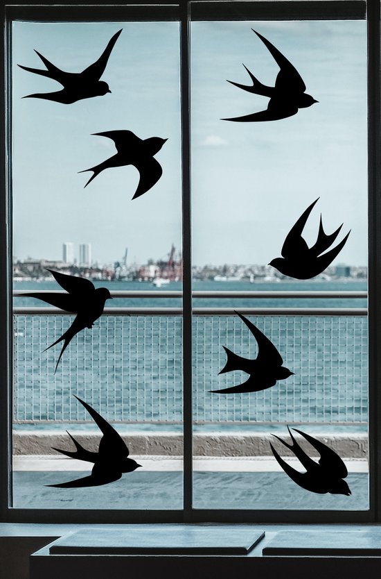 8-Delig Statische Raamstickers Vogelbescherming | Stickers zwaluw ...