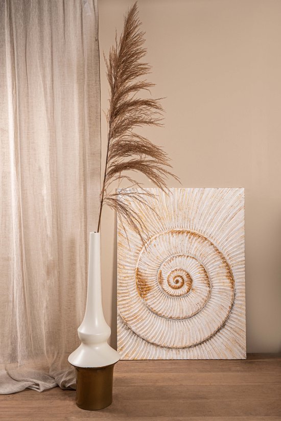 PTMD Jixa Wanddecoratie - 90 x 4 x 120 cm - MDF - Wit - Schelp Design | bol