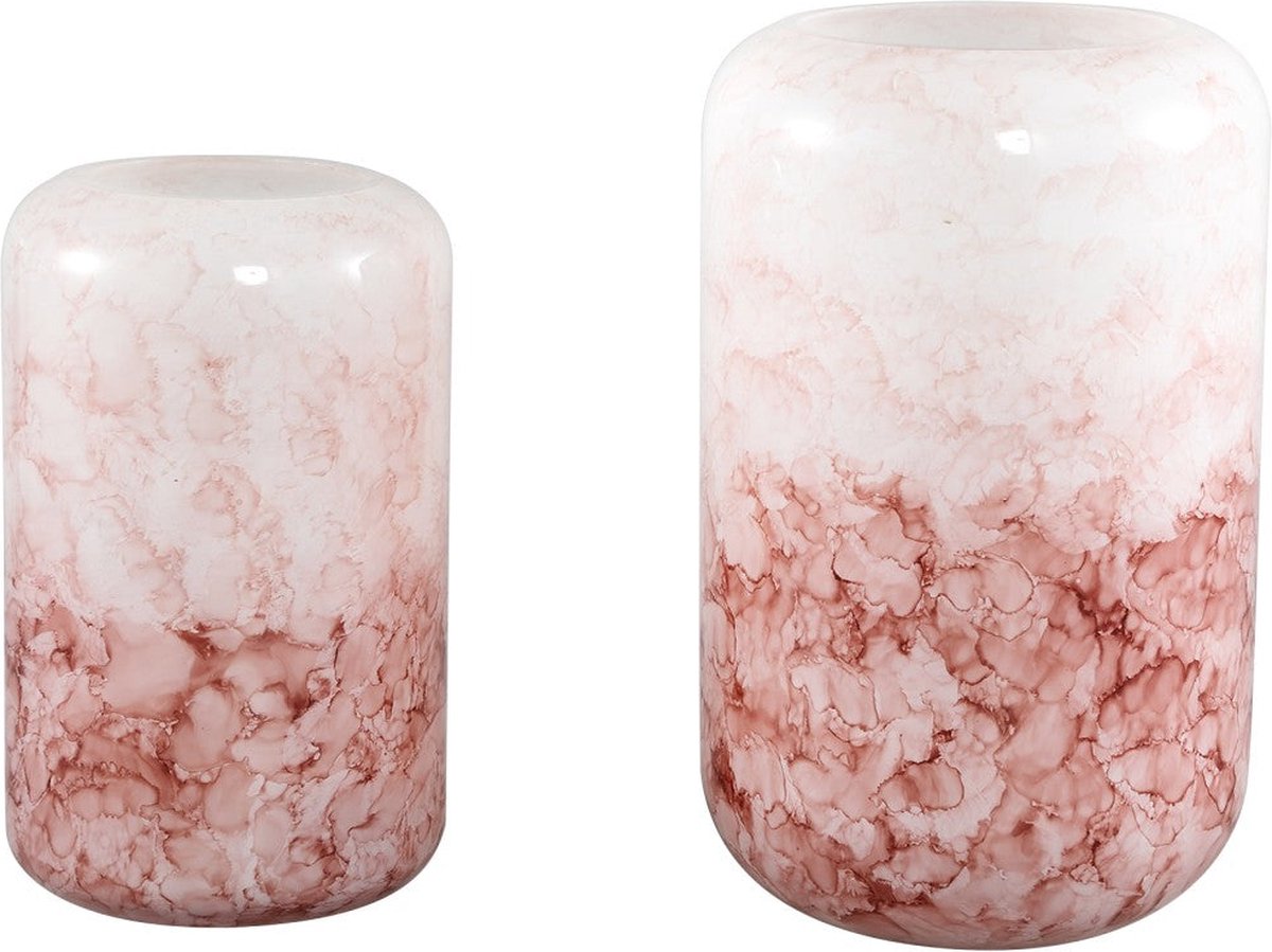 PTMD Urish Vaas - 15 x 15 x 24,5 cm - Glas - Roze | bol.com
