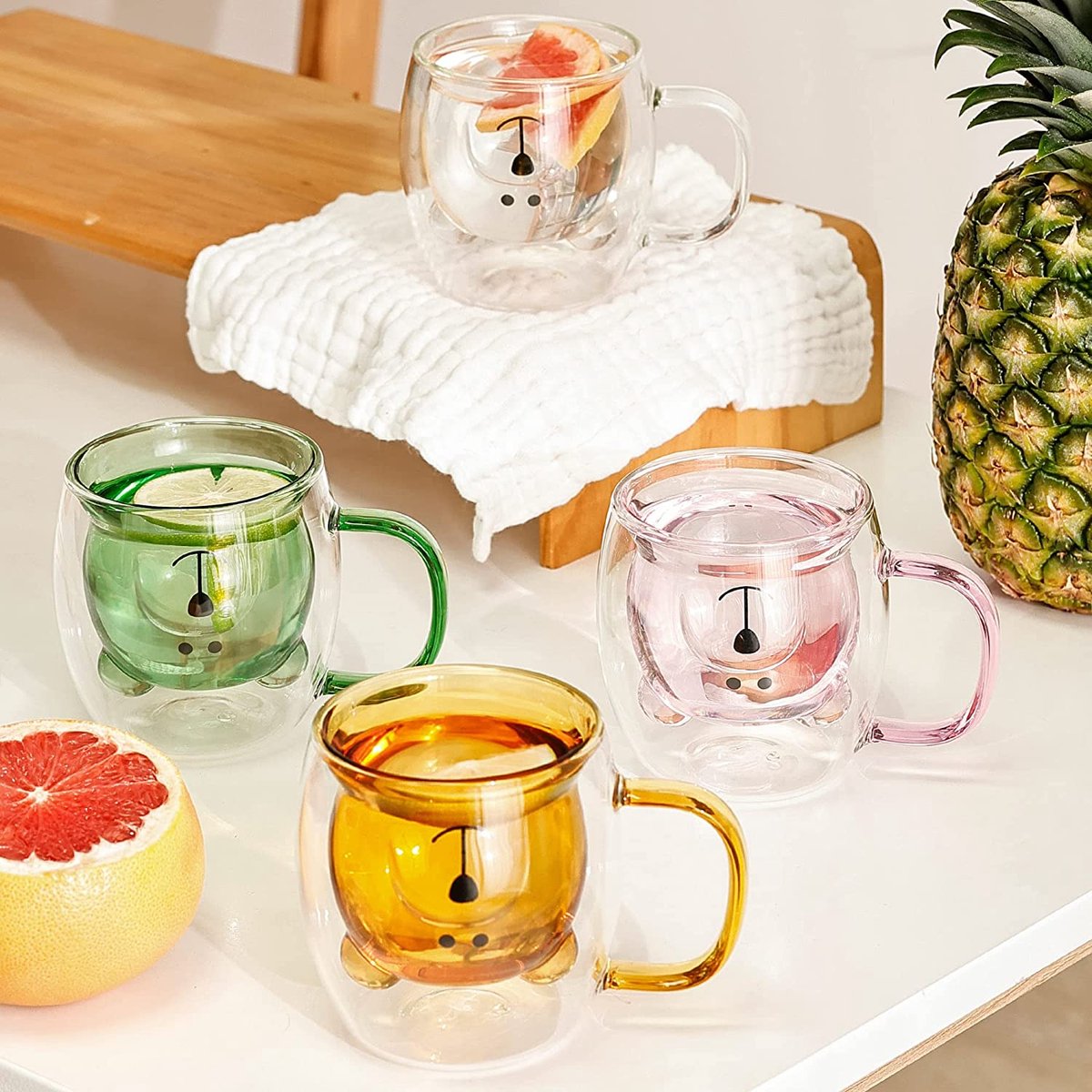 Leuke beer mokken set van 4 schattige kopjes beer thee koffie beker met ...