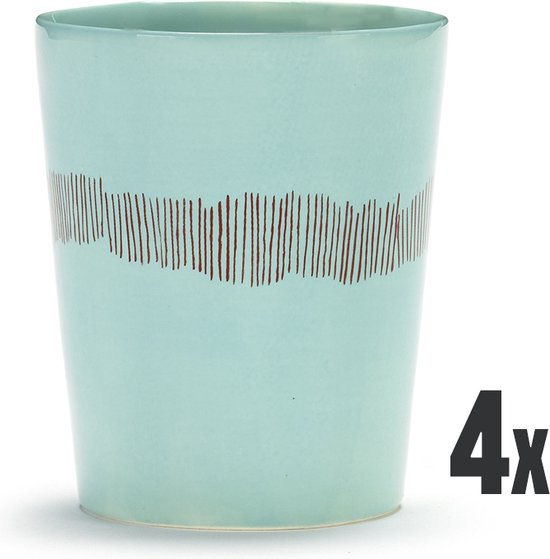 Serax Ottolenghi Tasse à thé 33cl Azure swirl-stripes rouge - 4 pièces ...