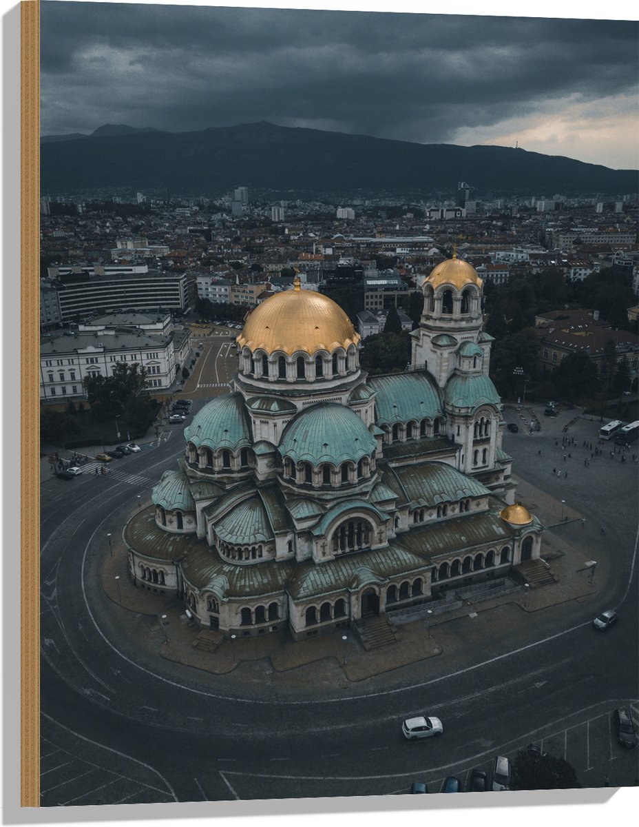 Hout - Blauw met Goude Alexaner Nevski-kathedraal Midden op het Plein ...