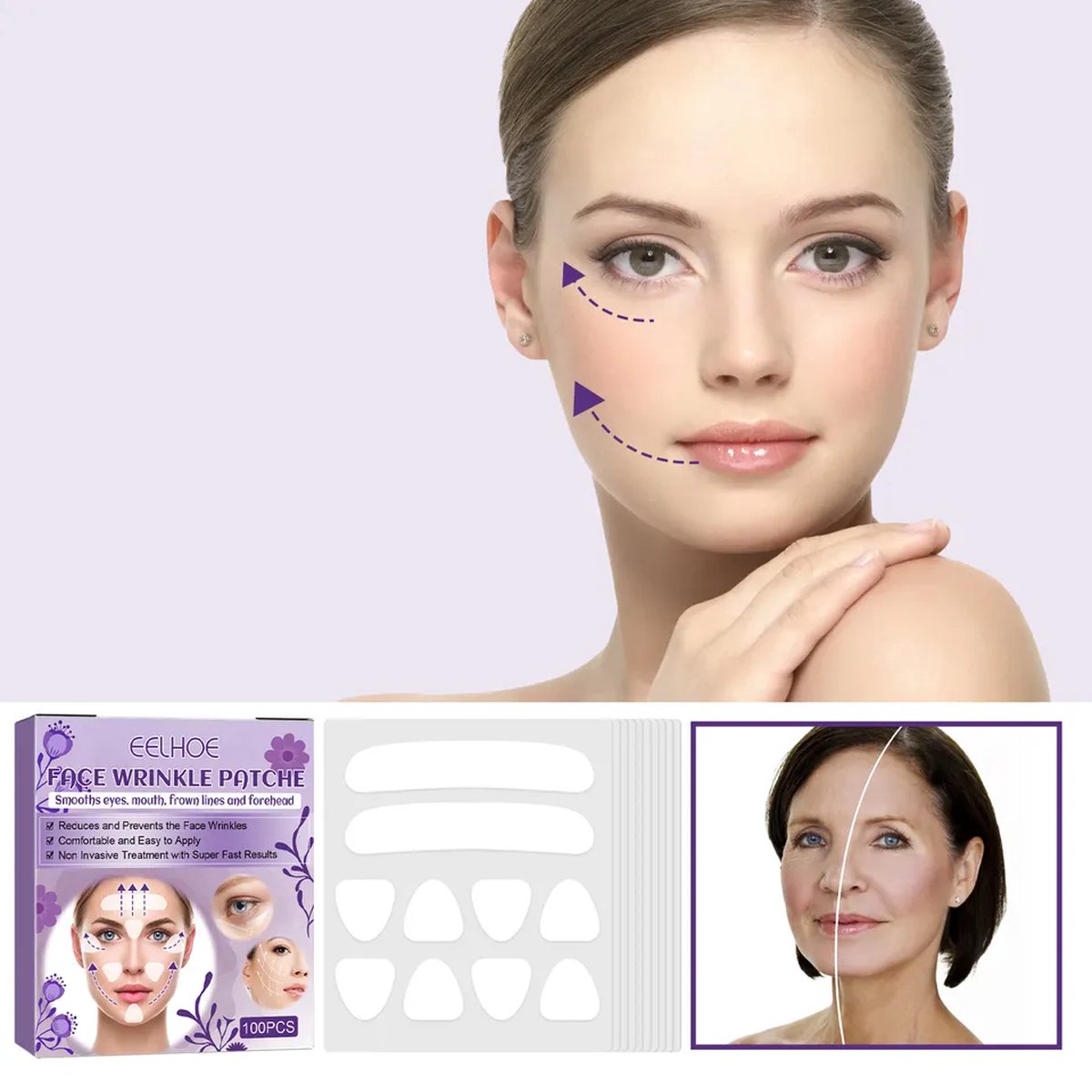 Anti-Rimpel Pads Gezicht (100 stuks) | Krachtige Rimpel Verwijderaar ...