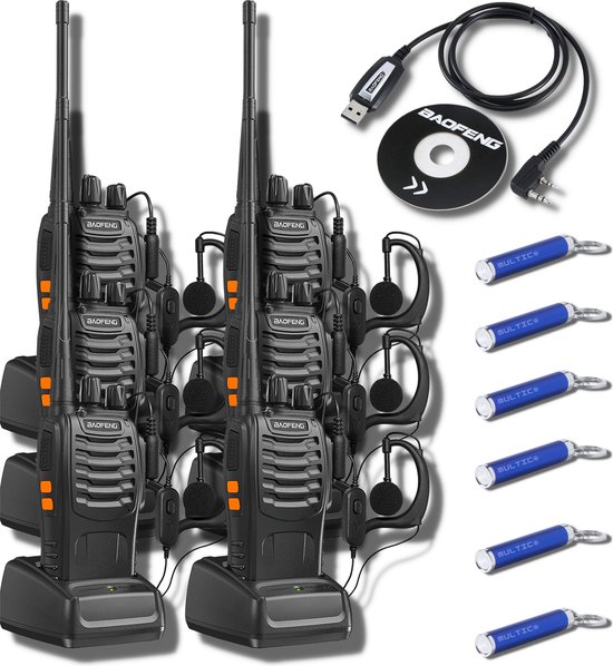 Walk&Talk Pro Set - 6 Multic Zaklampen & 6 BF-888S Walkie Talkie ...