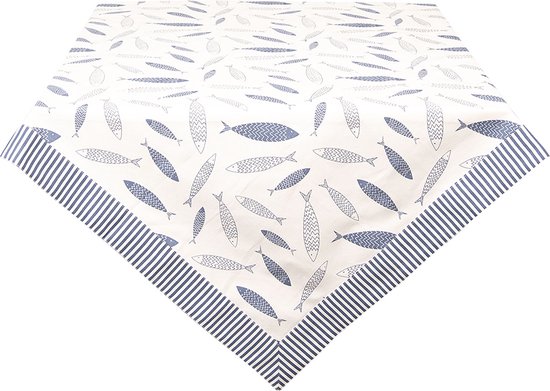 HAES DECO - Vierkant Tafellaken - formaat 100x100 cm - kleuren Blauw ...