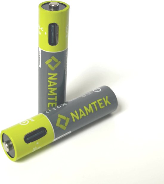 Namtek Oplaadbare batterijen AAA 1.5V 740 mWh met USB Type-C Kabel ...