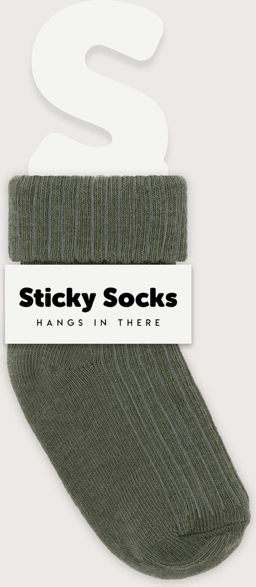 Sticky socks - babysokjes die niet afzakken -3-6M -Mossy - 100% ...