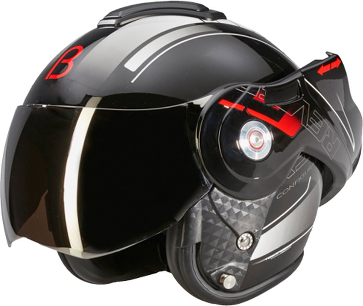 BEON B702 REVERSE GT Casque modulable Zwart/ rouge - Casque cyclomoteur ...