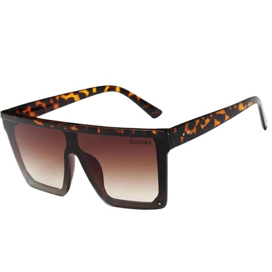 Duzara - Model PELLEGA - Vierkante zonnebril met bruine frame en bruine ...