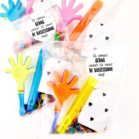 25 Uitdeelzakjes / Traktatie zakjes + 25 Stickers Ik zwaai gedag omdat ...