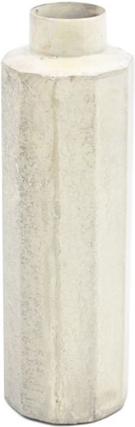 Vaas wit craquelé - 5,5x9x30cm - Kolony - Witte bloemenvaas | bol.com