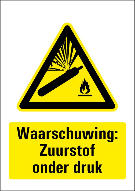 Zuurstof onder druk sticker 210 x 297 mm | bol