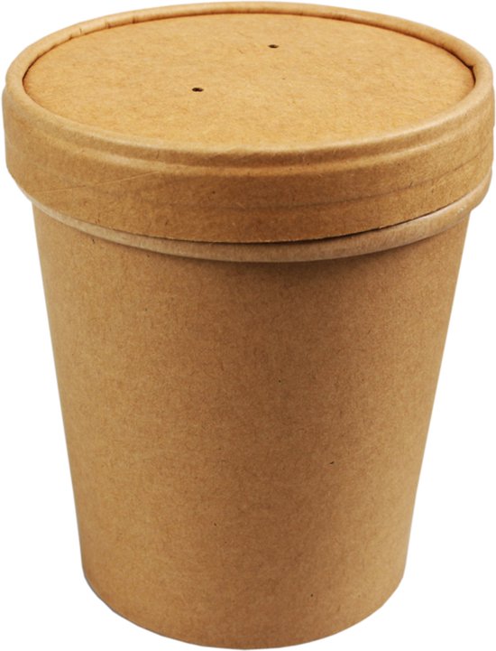 Biodore | Soepbeker | Karton + PLA | 450ml | 16oz | bruin ...