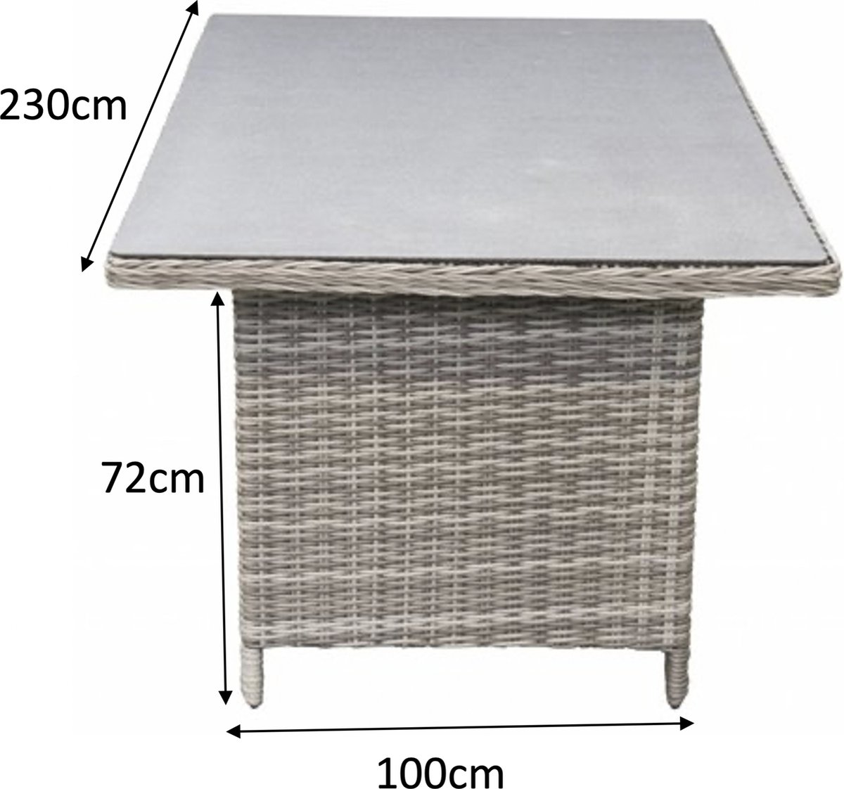 Tuintafel Dublin 230x100cm | Mystic Grey | Keramiek & Wicker | bol.com
