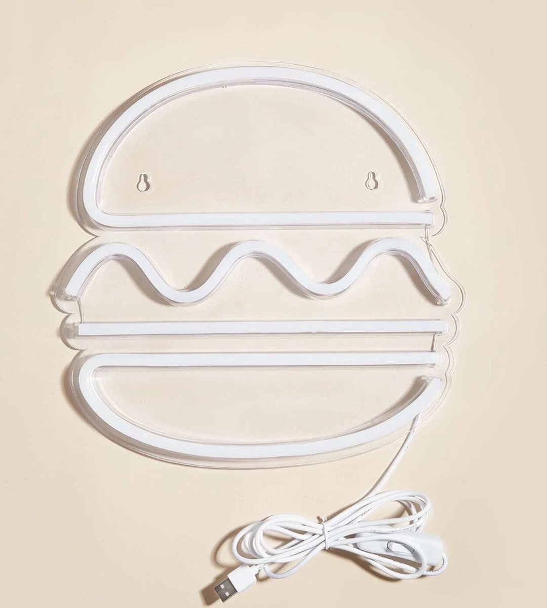Neon verlichting Hamburger - Hamburger - Burger - Neon wandlamp ...