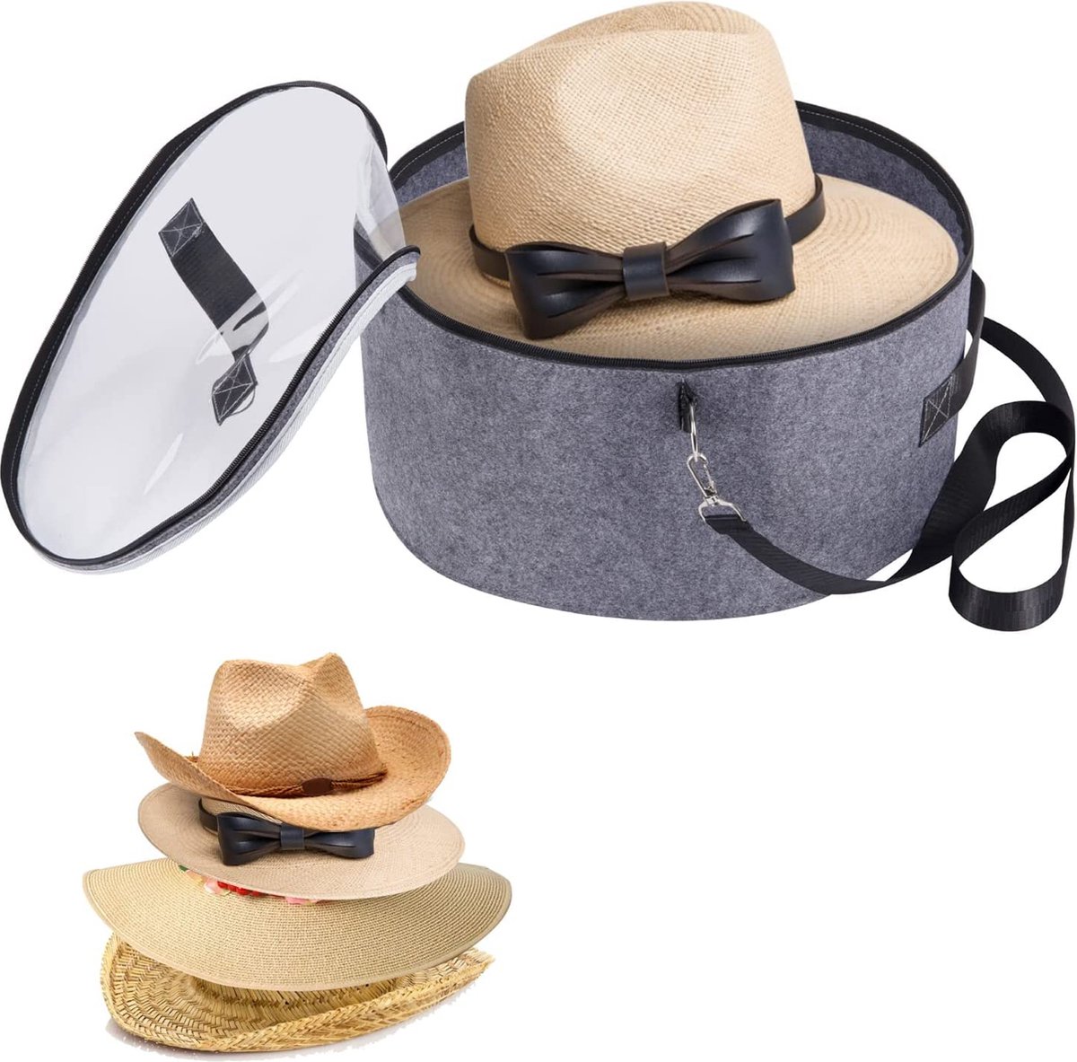 Hoedendoos rond met deksel, grote ronde hoed opbergdoos, draagbare ...