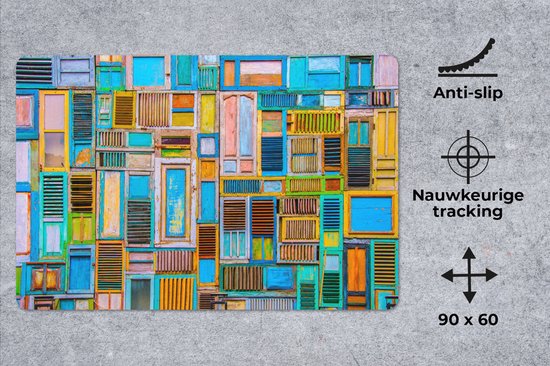 Muismat XXL - Bureau onderlegger - Bureau mat - Deuren - Blauw ...