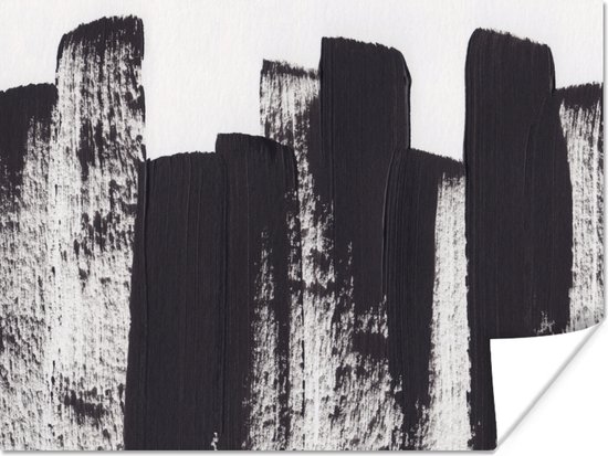 Poster Verf - Abstract - Zwart - Wit - 80x60 cm | bol