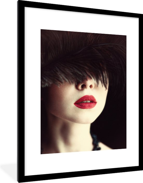 Fotolijst incl. Poster - Vrouw - Lippen - Rood - Portret - 60x80 cm ...