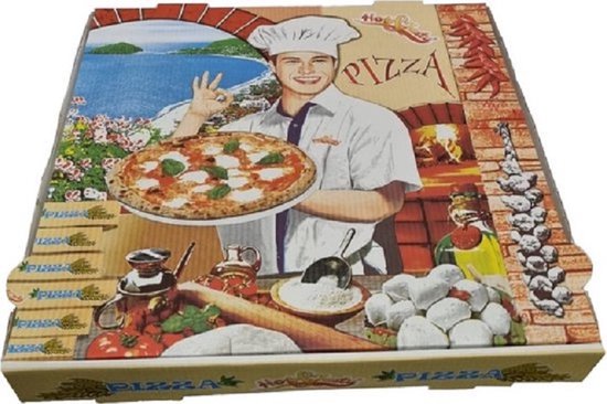 100x Pizzadoos - Golfkarton - 30x30x4 Wit bedrukt | bol.com