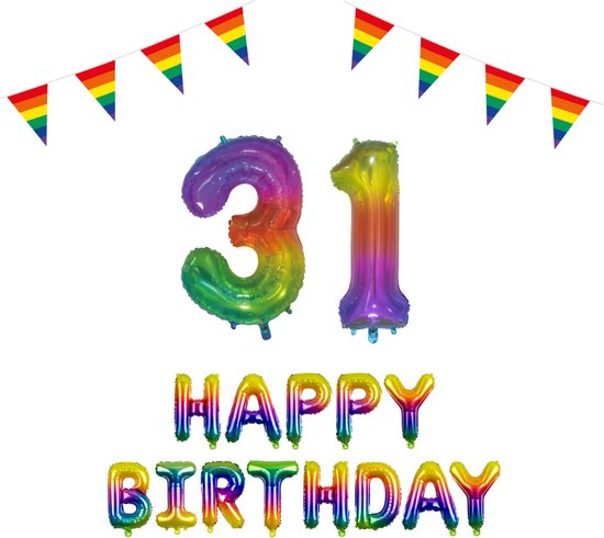 31 jaar Verjaardag Versiering Pakket Regenboog | bol