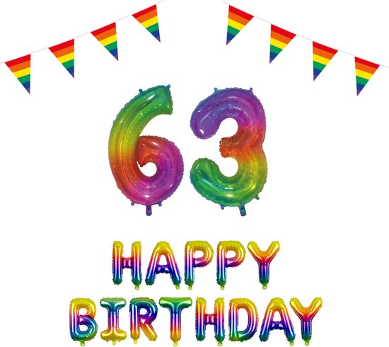 63 jaar Verjaardag Versiering Pakket Regenboog | bol