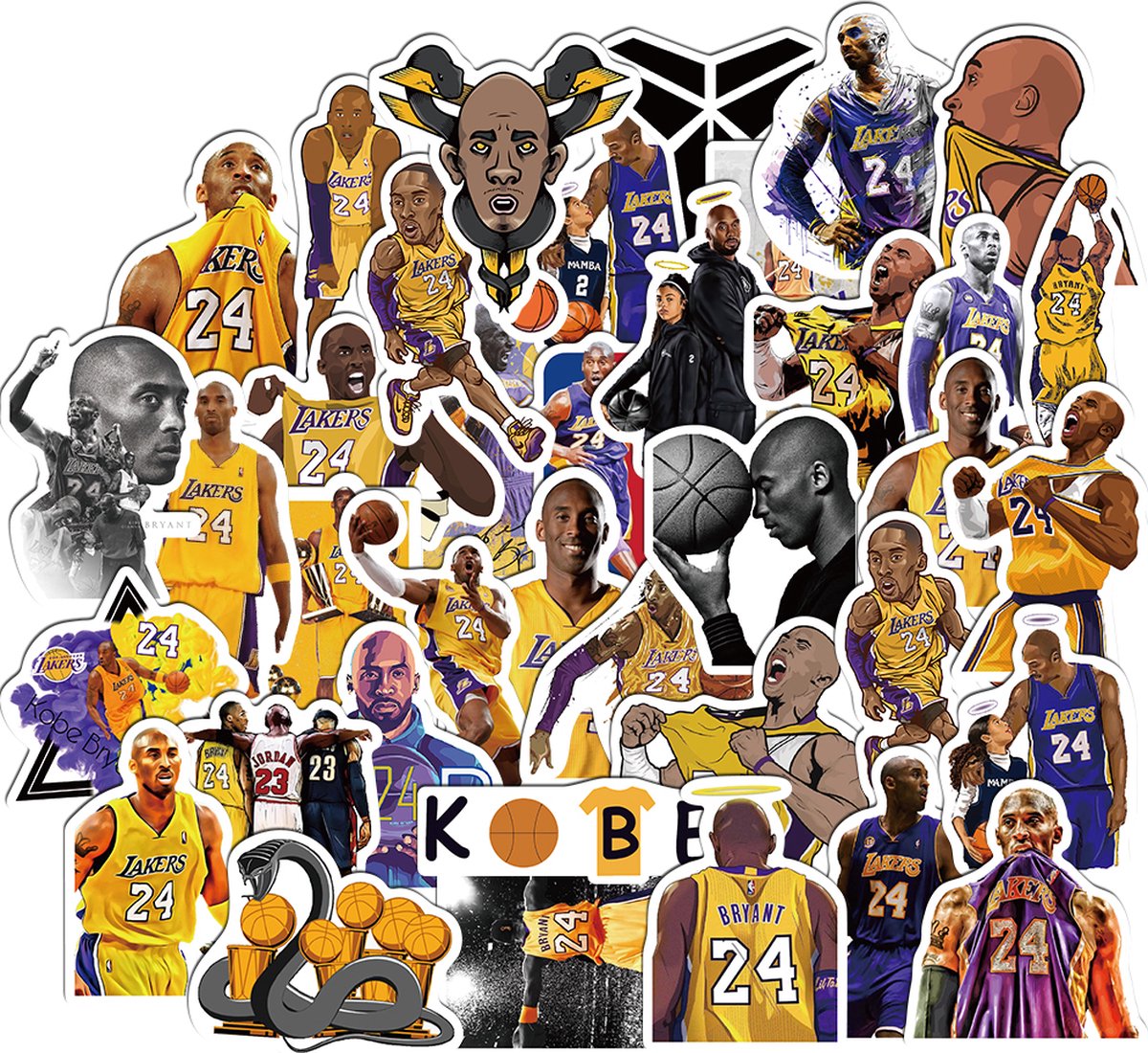 Kobe Bryant Stickers - NBA Basketball - Black Mamba - set 50 stuks ...