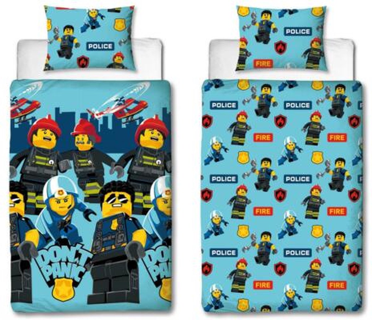 LEGO City dekbedovertrek - eenpersoons met 1 kussensloop - LEGO dekbed ...