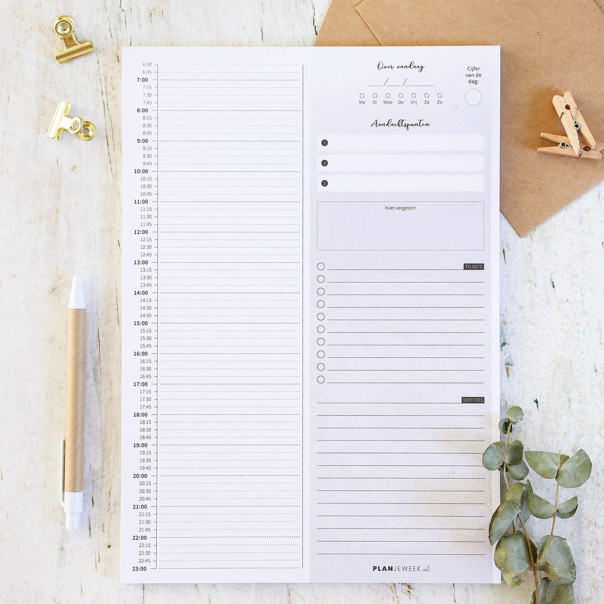 Planjeweek.nl | Dagplanner als A4 scheurblok/notitieblok - dagplanning ...