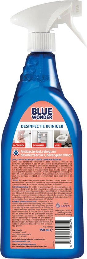 3x Blue Wonder Desinfectie Reiniger Spray 750 ml | bol.com